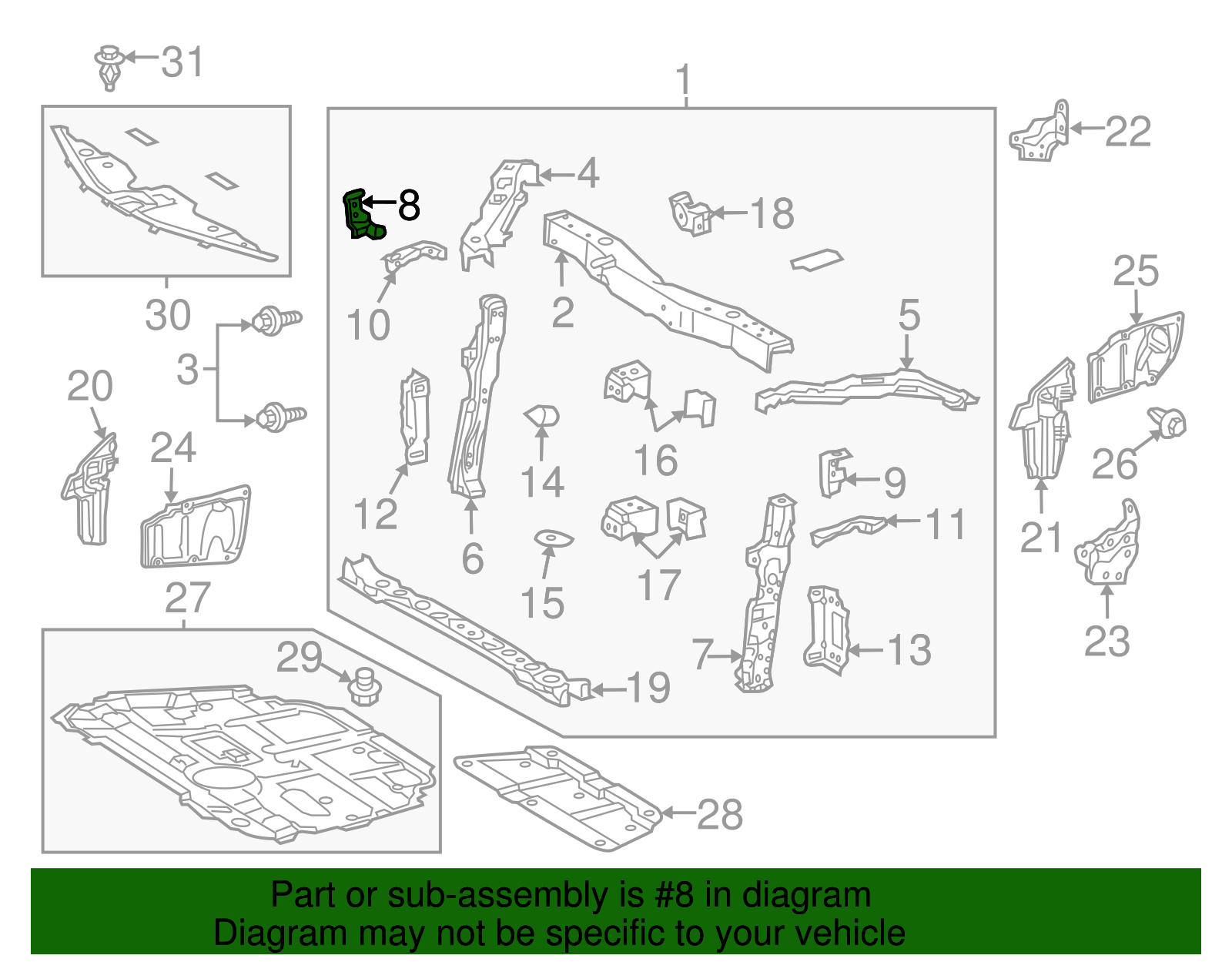 2012-2017 Toyota Prius V Side Support Bracket 53238-47020 | Toyota Parts Center