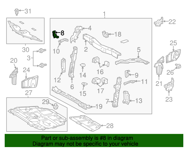 2012-2017 Toyota Prius V Side Support Bracket 53238-47020 | Toyota ...