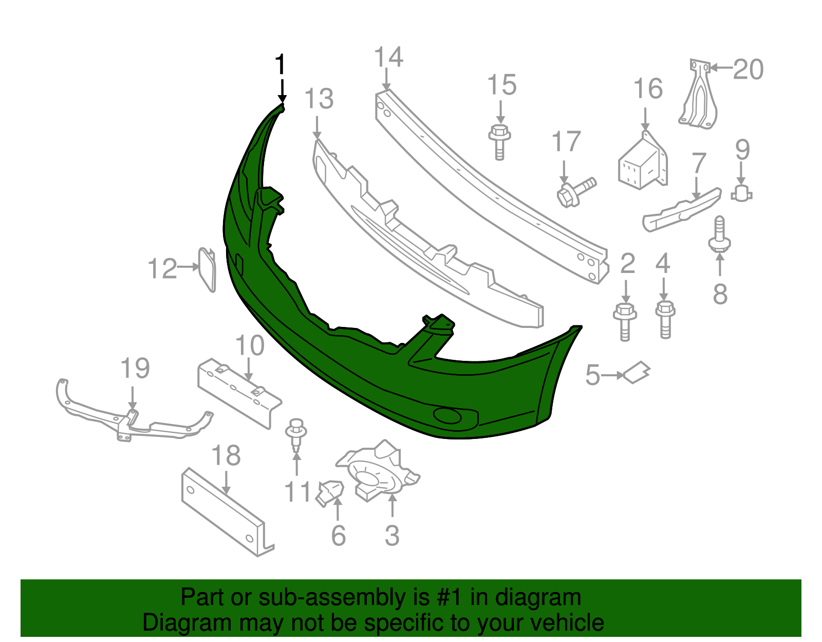 62022-ZX00H - Bumper Cover 2010-2012 Nissan Altima | Nissan Parts ...