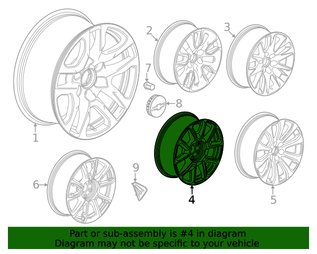 2021-2024 Chevrolet F Wheel 23376234 GM | GMPartsDirect.com