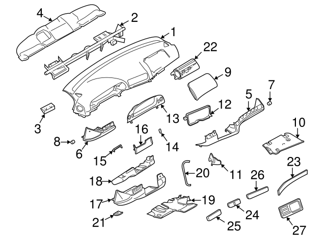 51-45-7-143-393 - Trim panel dashboard 1997-2003 BMW | AutoNationParts.com