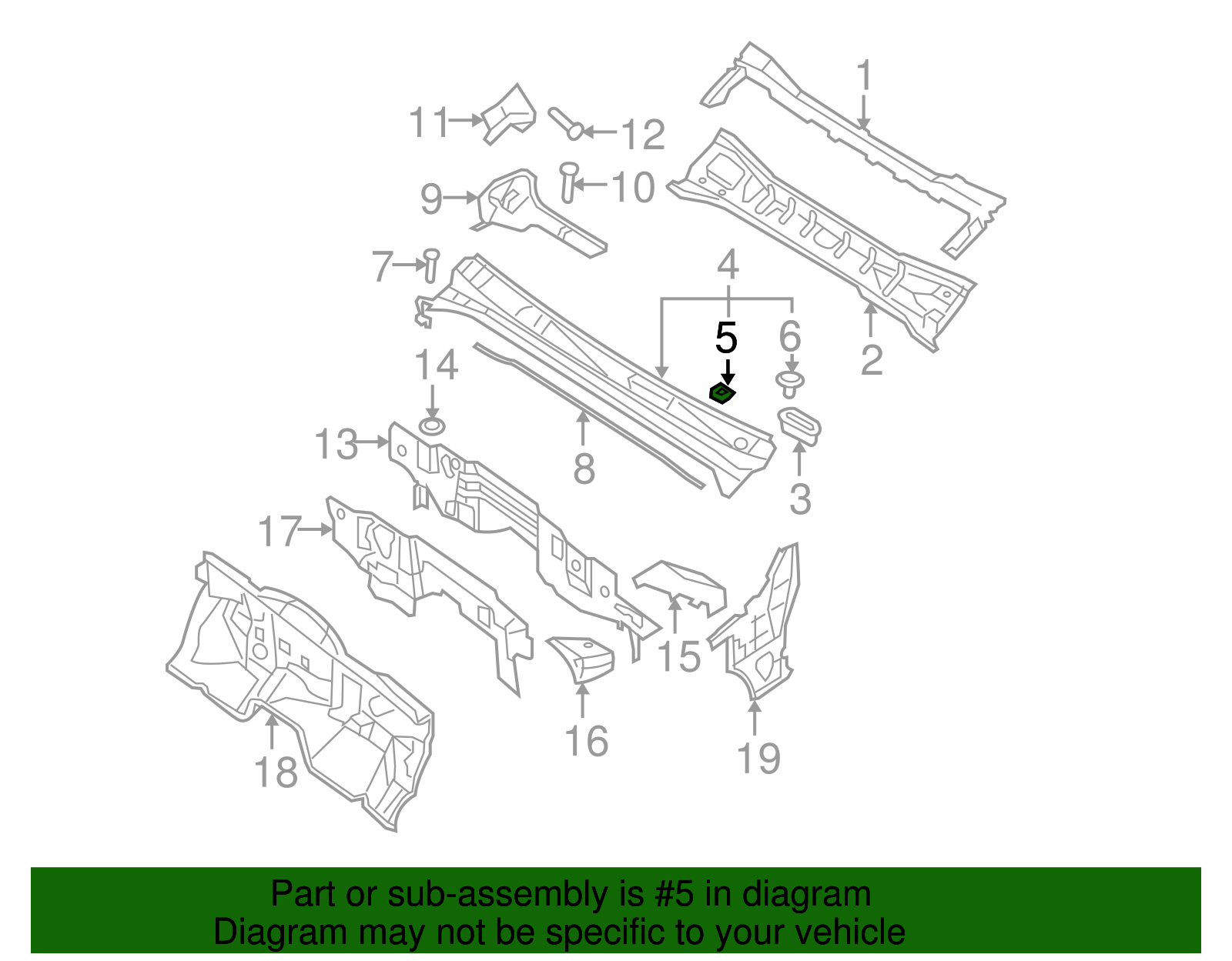 2005-2023 Nissan Frontier Cowl Top Panel Clip 66820-AR010 | Nissan ...