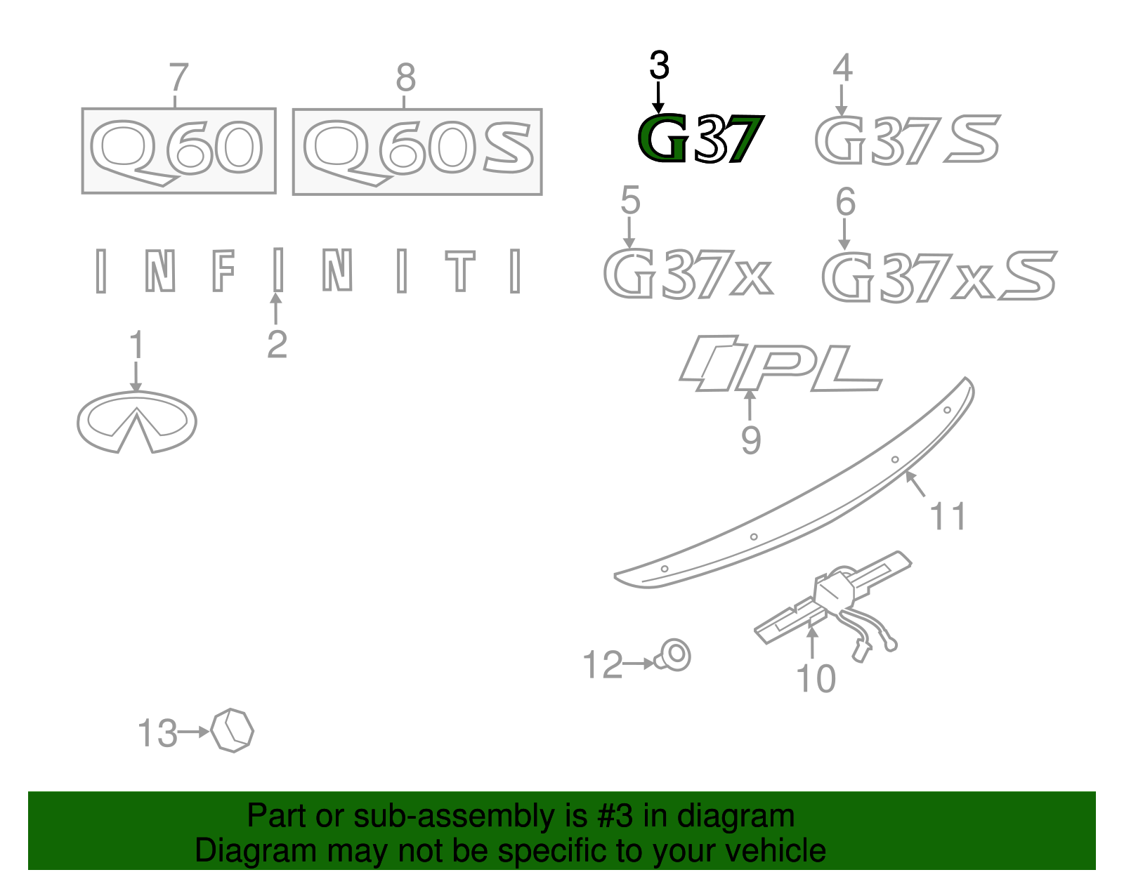 2008-2013 Infiniti G37 Nameplate 84894-JL00A | Infiniti of Orland Park