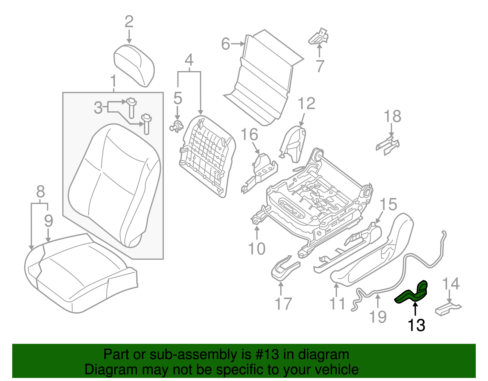 2013-2023 Nissan Power Seat Switch Knob 87436-3TA0A | Nissan Parts Central