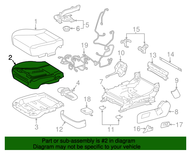 71512-50260 - Seat Cushion Foam 2013-2017 Lexus | AutoNationParts.com