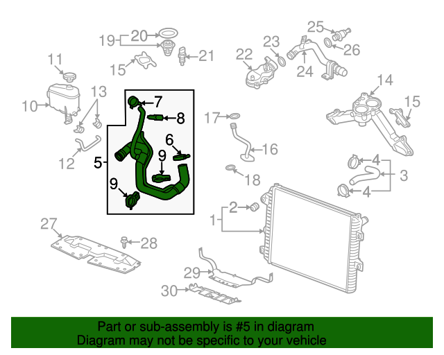 2006-2010 GM Radiator Coolant Hose 25841843 GM | GMPartsDirect.com