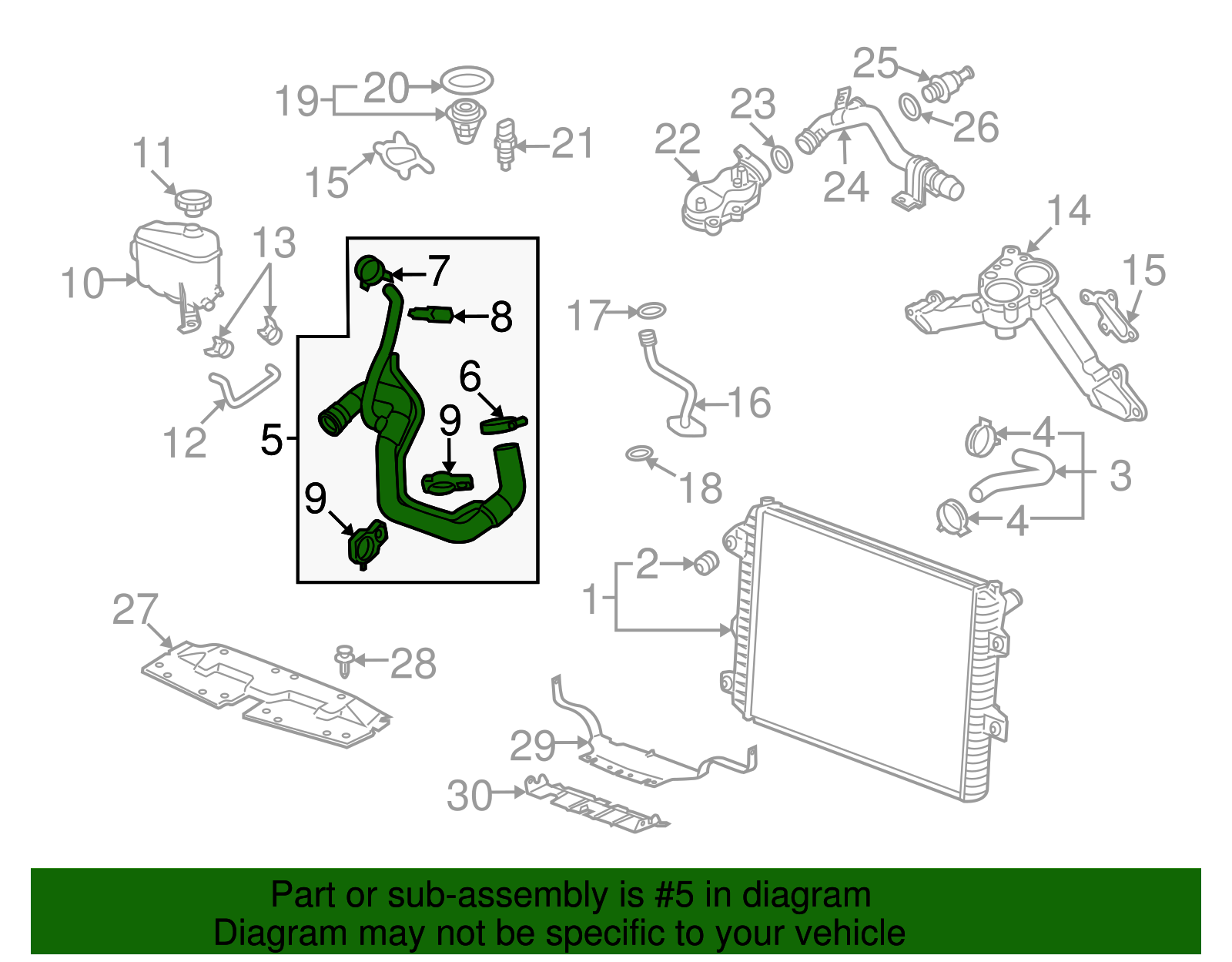 2006-2010 GM Radiator Coolant Hose 25841843 GM | GMPartsDirect.com