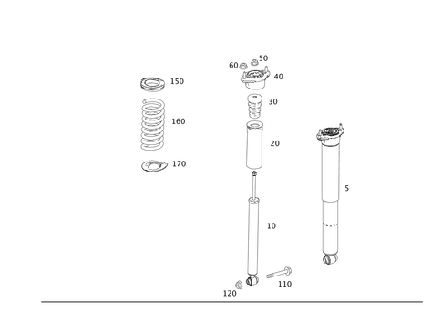 Rear Suspension Strut and Suspension Strut Mount for 2008 Mercedes-Benz ...