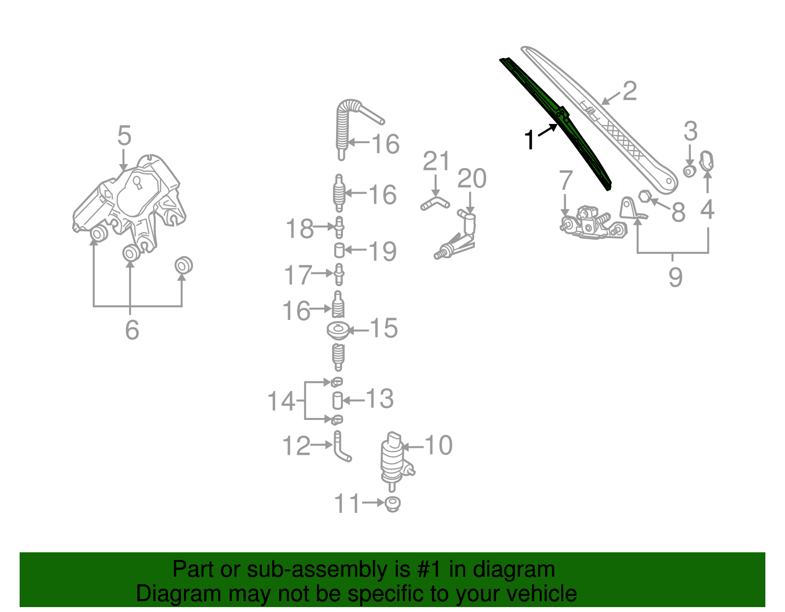 2003-2010 Porsche Cayenne Wiper Blade 955-628-050-00 | Sunset Porsche Parts