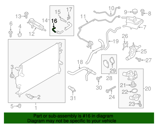 2012-2020 Ford Drive Motor Battery Pack Coolant Hose Adapter XC2Z ...