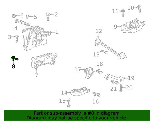 2016-2023 GM Mount Support Bolt 11546406 | GMPartsDirect.com