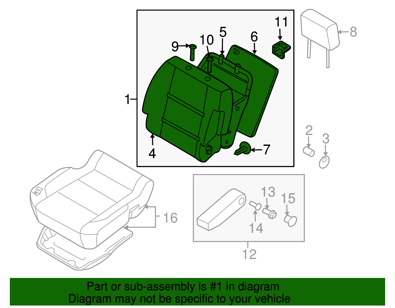 2009-2011 Nissan TITAN Seat Back Assembly 87600-ZT01B | Ziegler Nissan ...