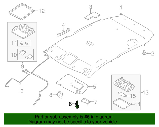 2013-2017 Nissan Sun-Visor Screw 01466-0012U | TascaParts.com