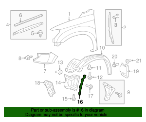 53882-0C060 - Fender Liner Seal (Right, Front) - 2014-2021 Toyota ...
