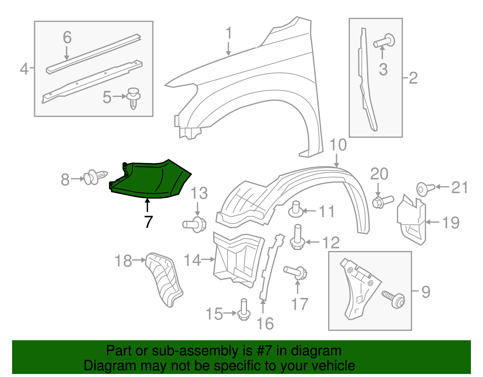 2014-2021 Toyota Tundra Fender Extension Panel (Right, Front) 53931 ...