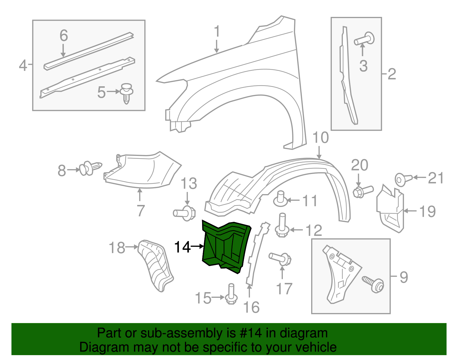 53805-0C040 - 2014-2021 Toyota Tundra - Fender Liner Extension (Right ...