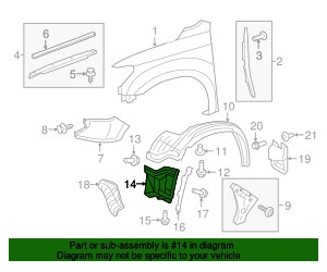 2014-2021 Toyota Tundra Fender Liner Extension (Left, Front) 53806 ...