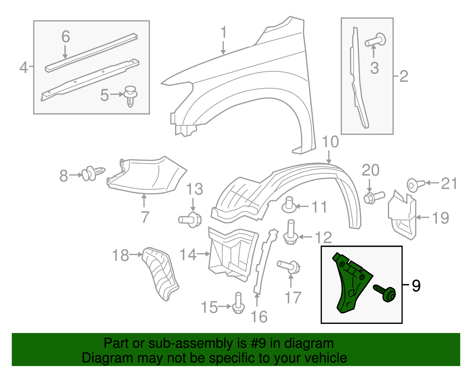 2014-2021 Toyota Tundra Fender Extension Panel Bracket (Left, Front ...