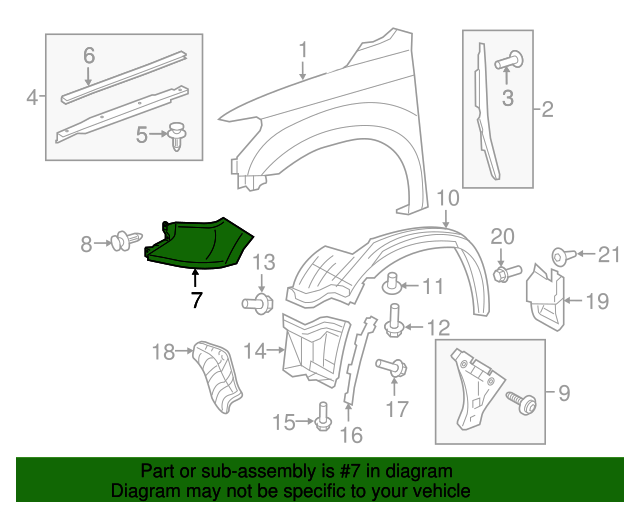 2014-2021 Toyota Tundra Fender Extension Panel (Left, Front) 53932 ...