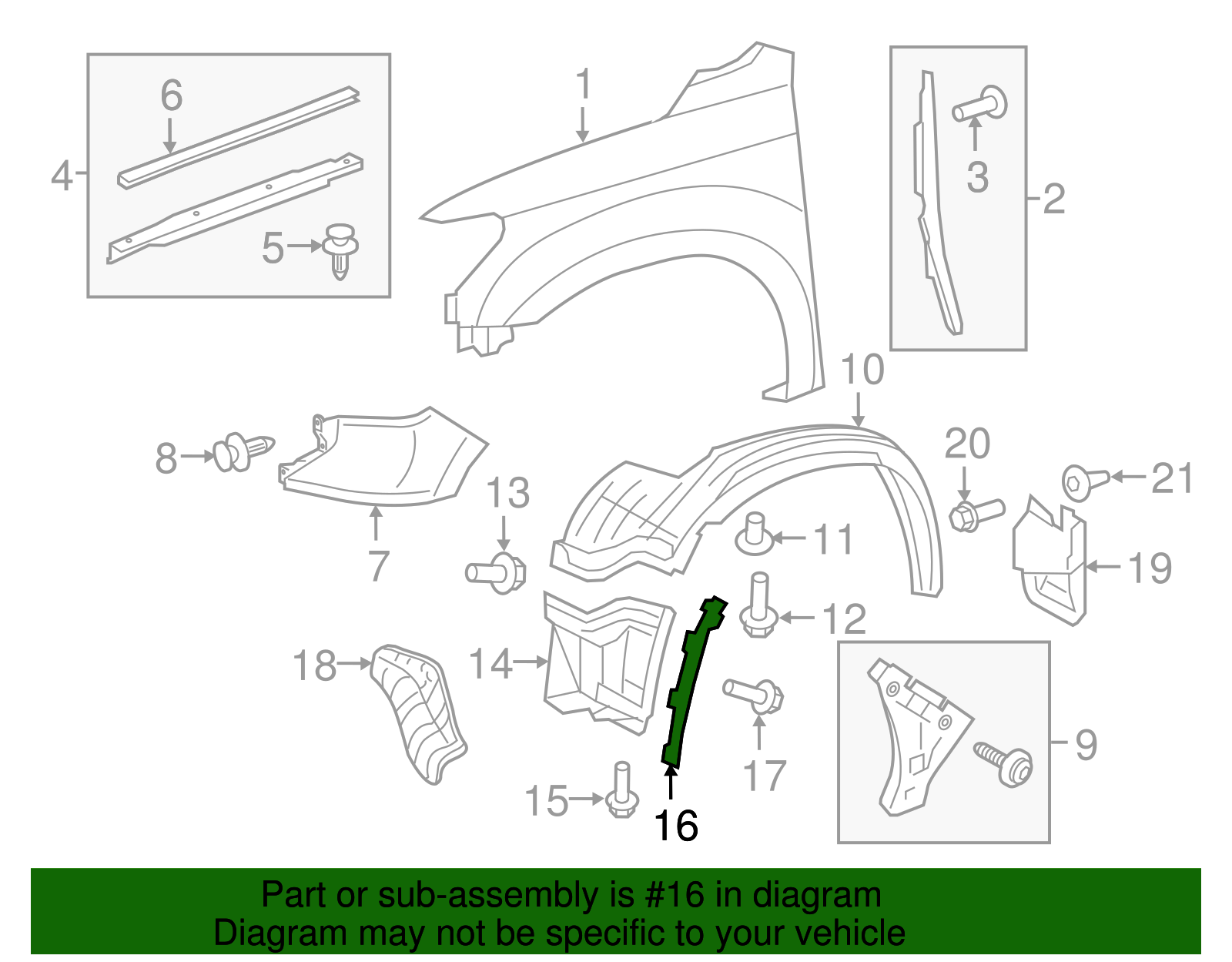 2014-2021 Toyota Tundra Fender Liner Seal (Right, Front) 53882-0C050 ...