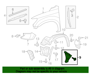 52116-0C110 - Fender Extension Panel Bracket 2014-2021 Toyota Tundra ...