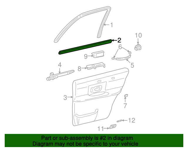 2W1Z-5425860-AA - Weatherstrip - Door Belt 1998-2011 Lincoln Town Car ...