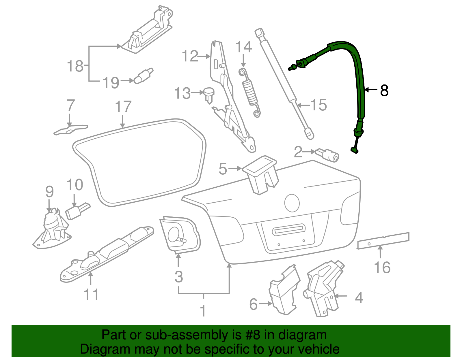 1K5-827-531-A - High-Quality Deck Lid Release Cable for 2005-2010 ...
