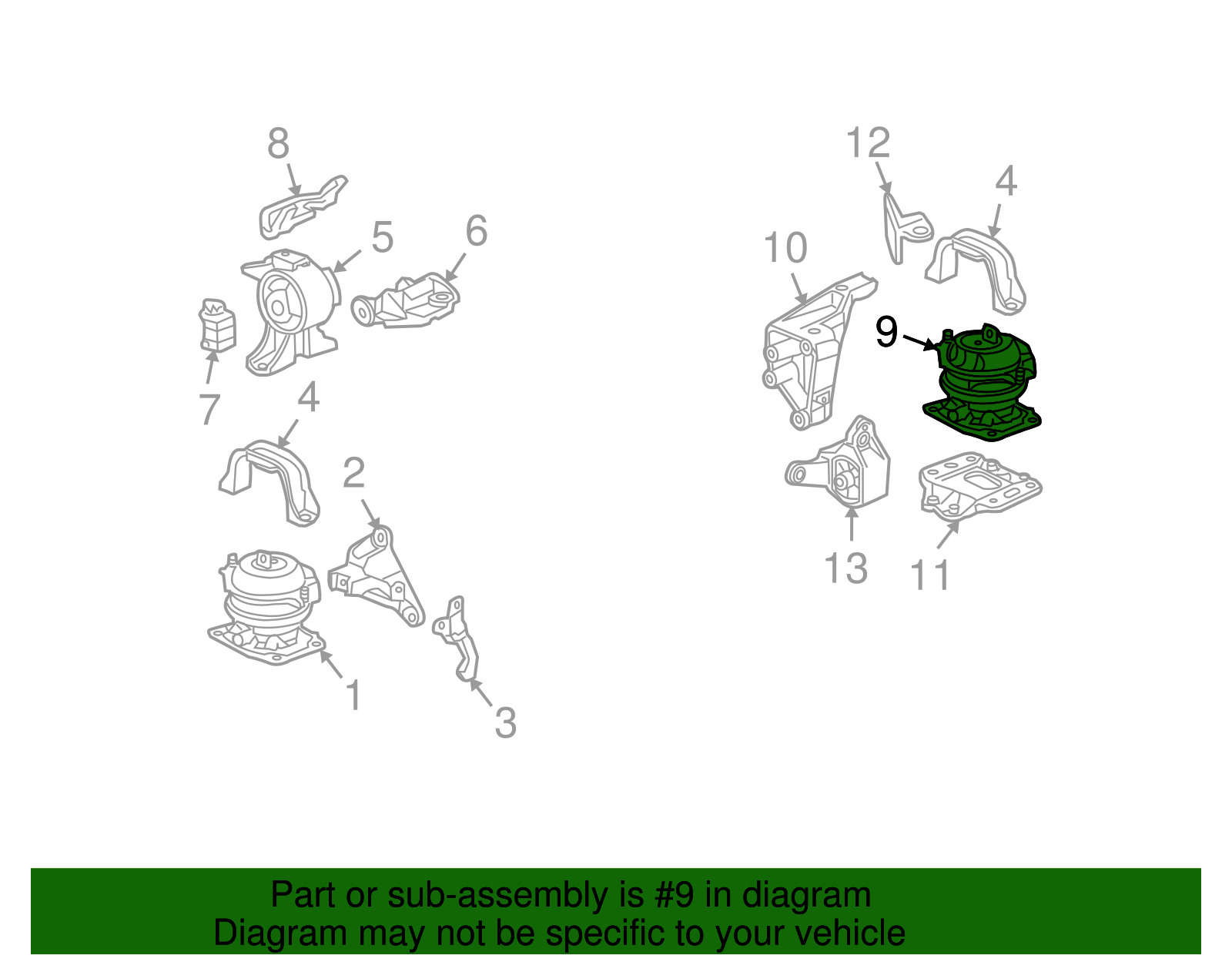 50810-SZA-A02 - 2009-2015 Honda Pilot - Rubber Assembly Rear Engine ...