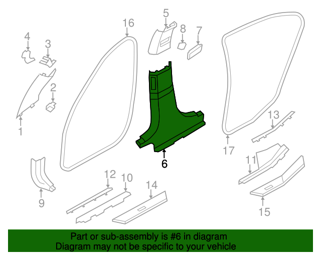 2013-2015 BMW Cover, B-column bottom left 51-43-7-340-649 ...