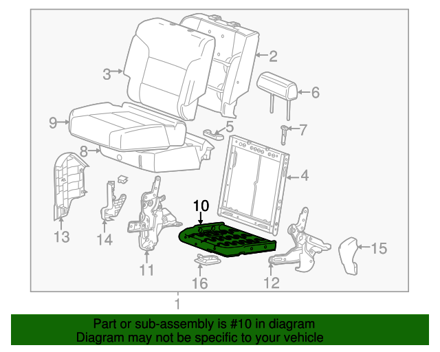 2016-2019 GM Passenger Side Rear Seat Cushion Frame 84000624 ...