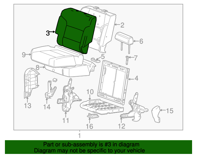 2016-2019 GM Black Rear Passenger Side Seat Back Cover 84550093 ...