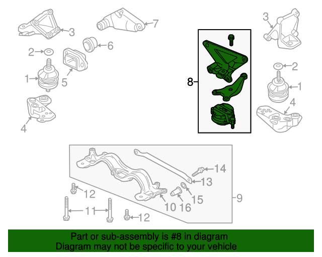2003-2009 Audi Automatic Transmission Mount 8E0-399-105-JD | Genuine ...