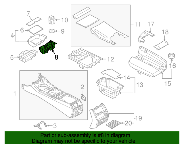 51166833813 - 2017-2022 BMW Cup Holder (51-16-6-833-813) | BMW of South ...