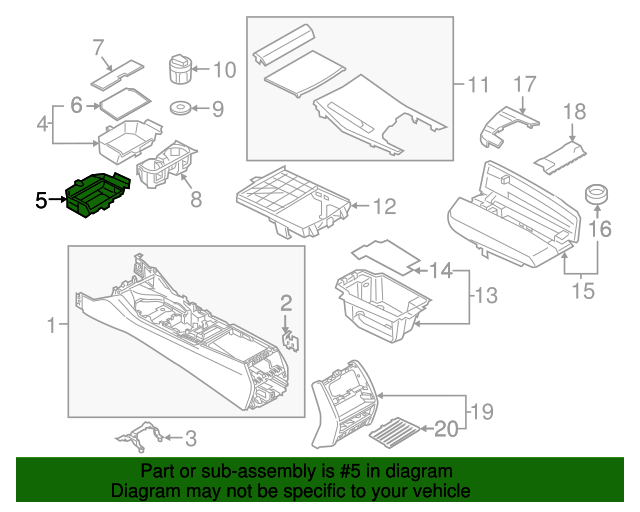 Genuine BMW 51-16-6-833-816 | Compartment, Center Console, Front | FREE ...