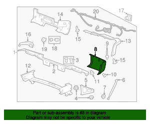 2007-2014 GM Passenger Side Rear Bumper Impact Bar End Cap 15284308 GM ...