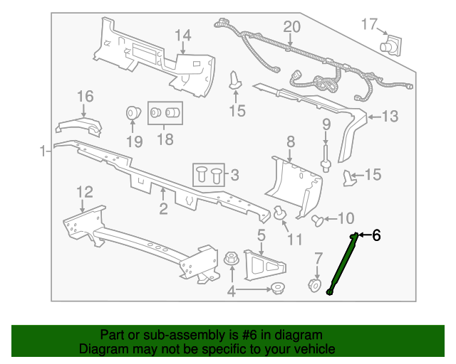2007-2014 GM Passenger Side Rear Bumper Impact Bar Brace 15775522 ...