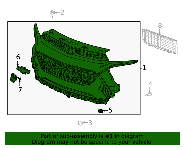42797389 - Front Grille 2021-2023 Chevrolet Trailblazer | Chevrolet ...