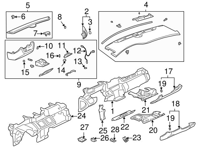 25713381 - Shale Instrument Panel Center Compartment 2000-2005 Cadillac ...