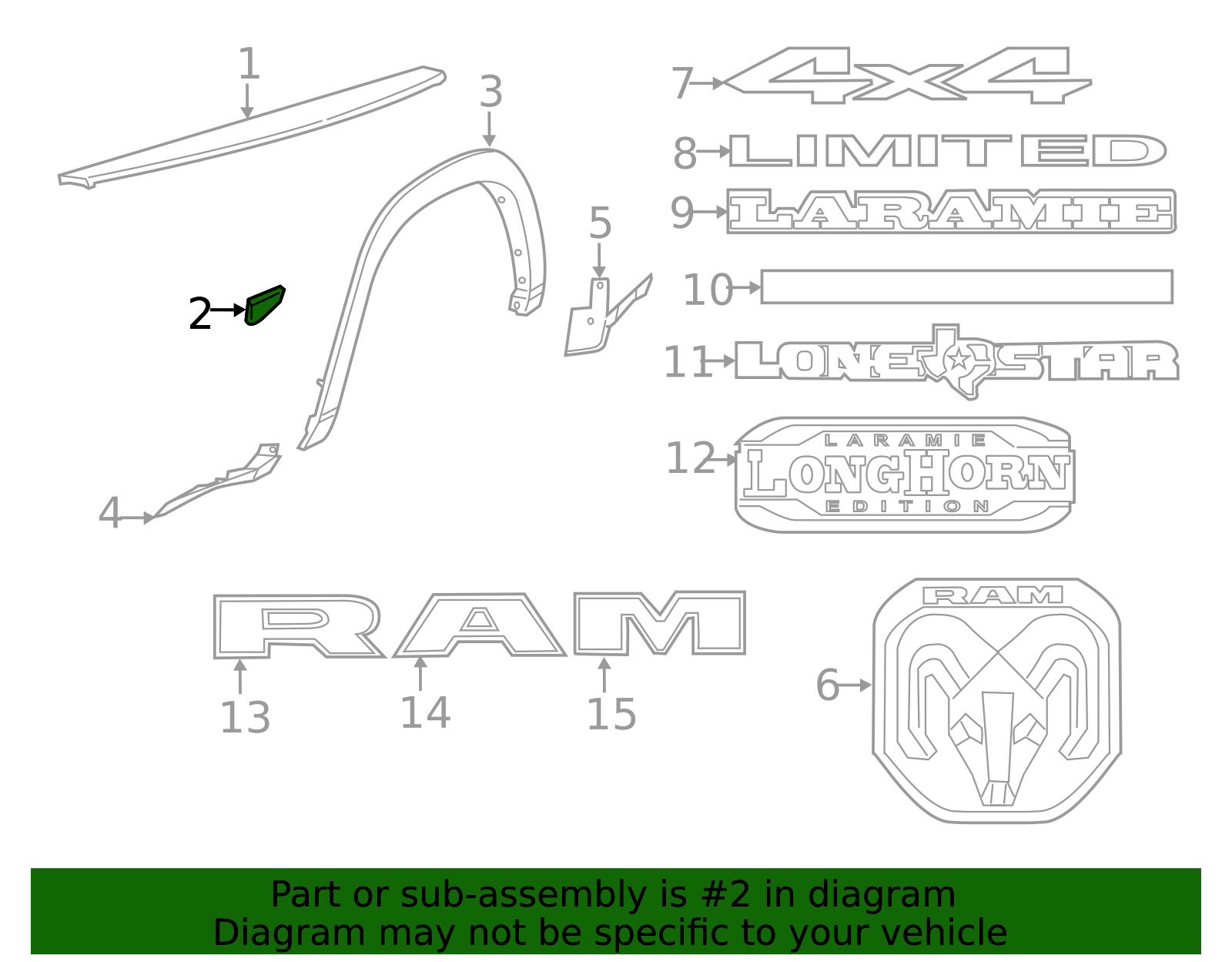 6QE37SZ0AC - Body Side Molding Left - 2019 Ram 2500 | Mopar Parts Canada