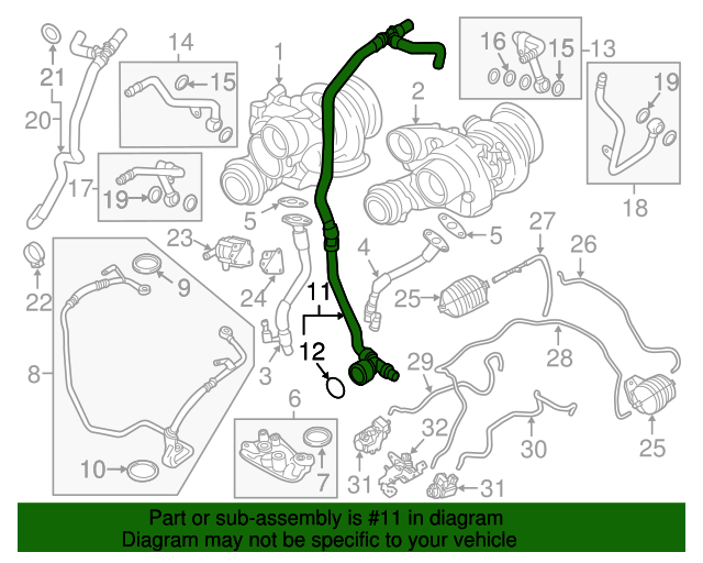 11537598341 - 2010-2014 BMW Water Inlet Pipe (11-53-7-598-341) | BMW of ...
