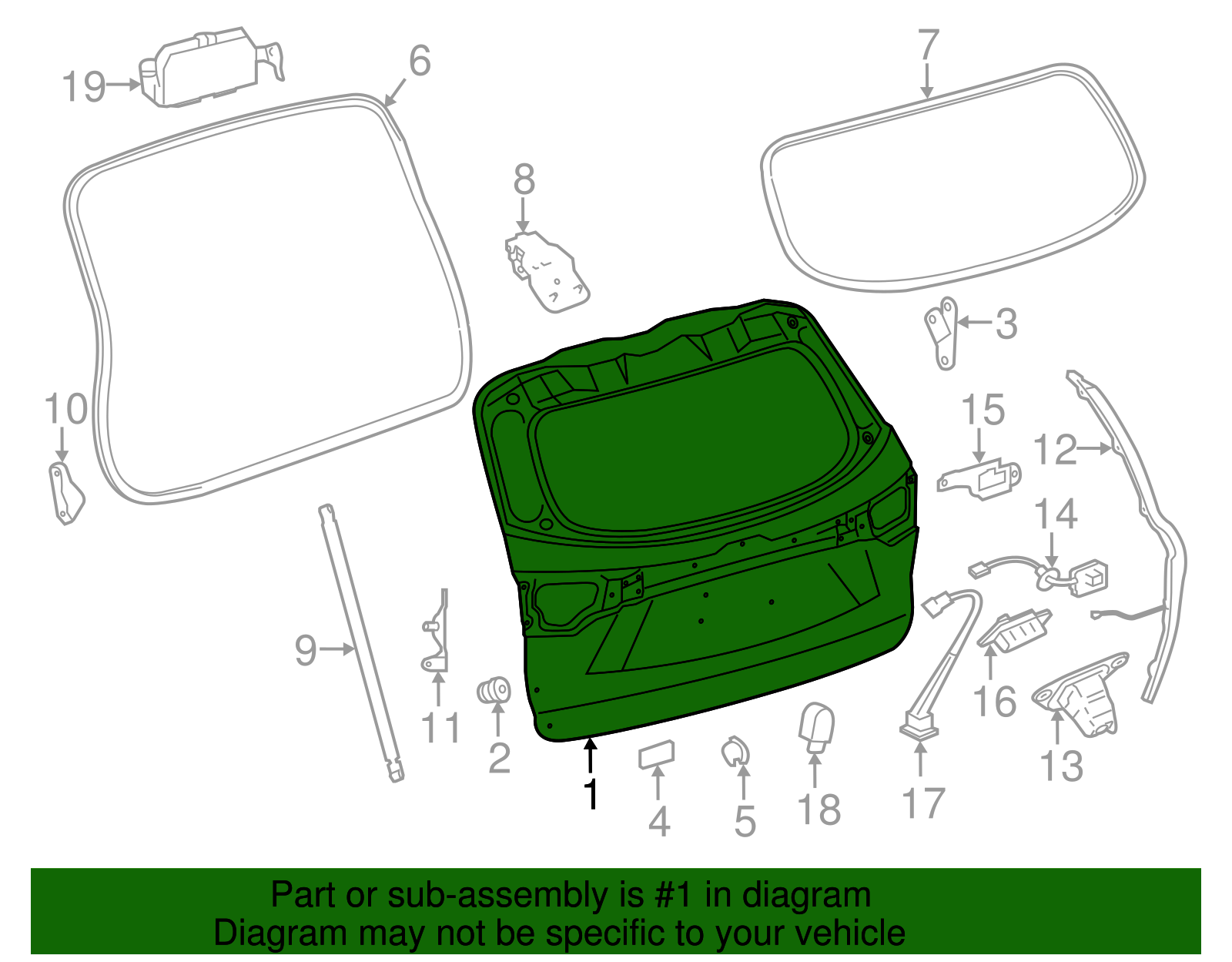 67005-0E281 - Lift Gate 2014-2019 Toyota Highlander | Longo Toyota Parts