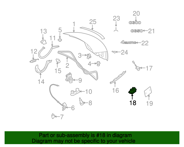 204-750-02-93 - Deck Lid Handle 2008-2015 Mercedes-Benz ...