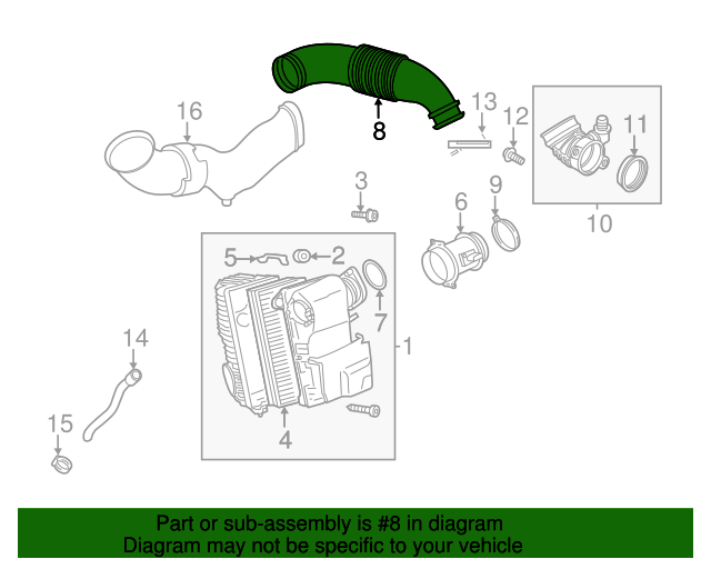 2011-2012 Volkswagen Touareg Connector Pipe 7P0-129-627 | VW Direct Parts