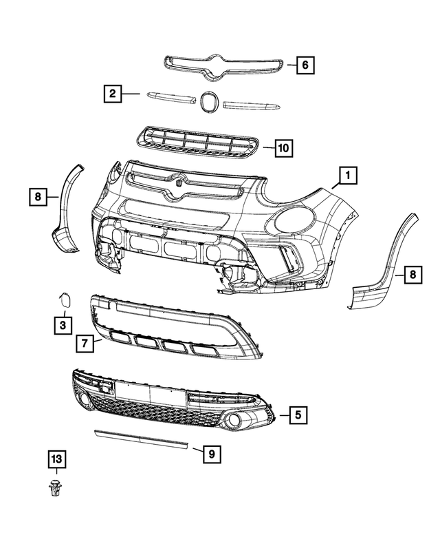 2018-2019 Fiat 500L Front Fascia 6QD71TZZAA | My Mopar Parts