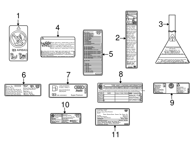 8K0-010-515-AL - A/C System Information Label 2008-2017 Audi ...