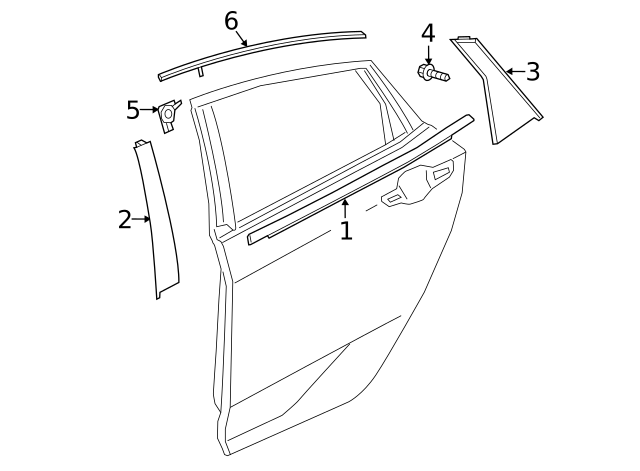 2016-2020 Honda Civic Molding Assembly, L Rear Door 72950-TBA-A01 ...