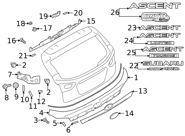 2019-2022 Subaru Ascent Finish Molding 91111XC40A | Subaru Parts Store