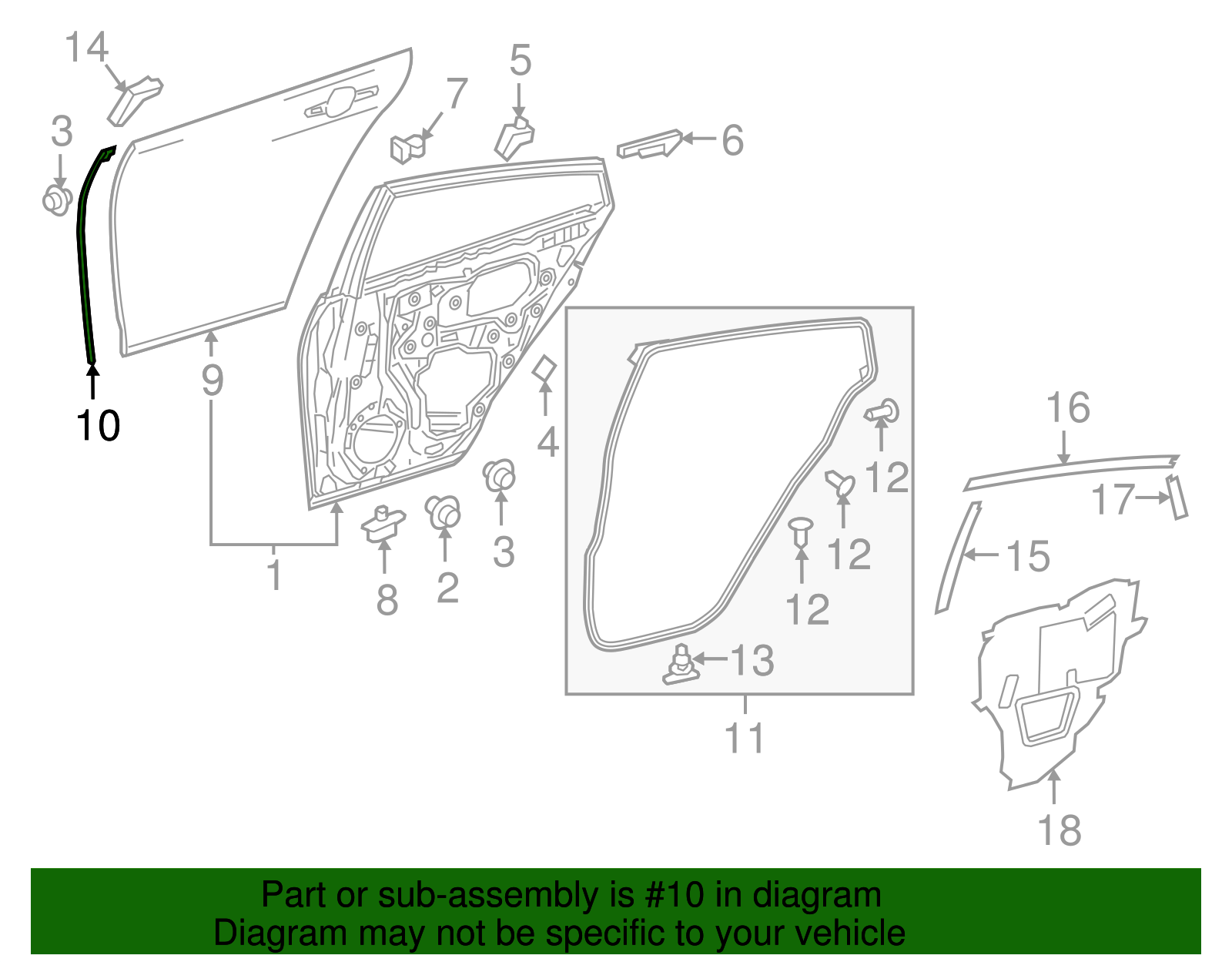 2016-2018 Toyota Front Weather-Strip 67896-47011 | Toyota Parts Center