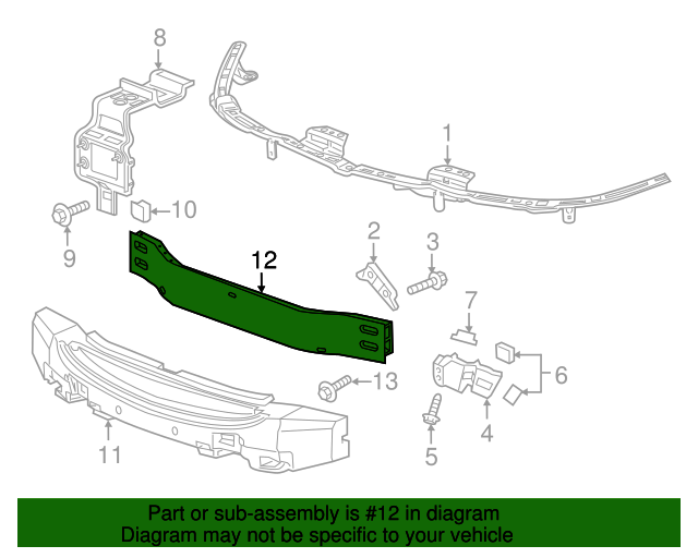 2017-2019 Buick LaCrosse Front Bumper Impact Bar 23410397 ...