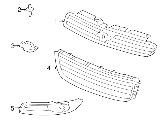 2012-2016 Chevrolet Silver Front Upper Grille with Bowtie Emblem ...